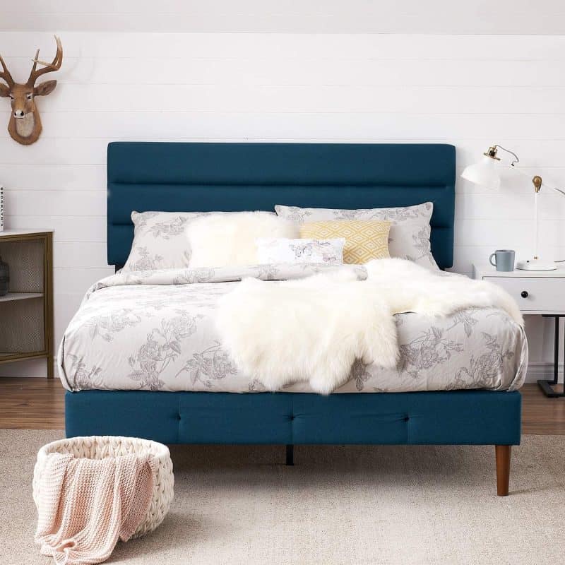 Blue Upholstered Headboard - Velvet - Queen - Free Standing - 5Star ...