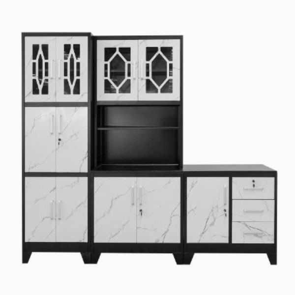 Steel Kitchen Cabinet set - White doors - Assembled - 2.2m width