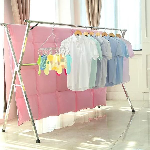 Laundry Rail 2-tier foldable - Zero-rust, stable, does not fall over