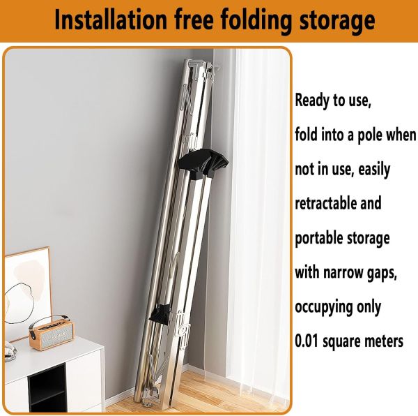 Laundry Rail 2-tier foldable - Zero-rust, stable, does not fall over
