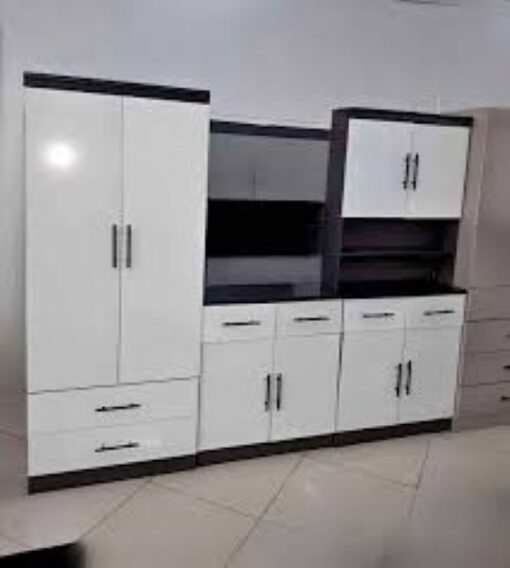 Gloss White Kitchen Cupboards - 2.4m length, Large grocery unit